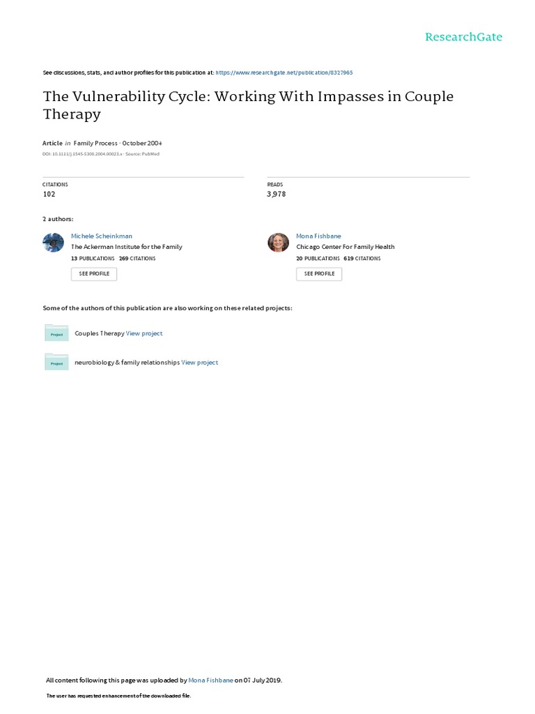 The Vulnerability Cycle Working With Impasses Incouple Therapy | PDF ...