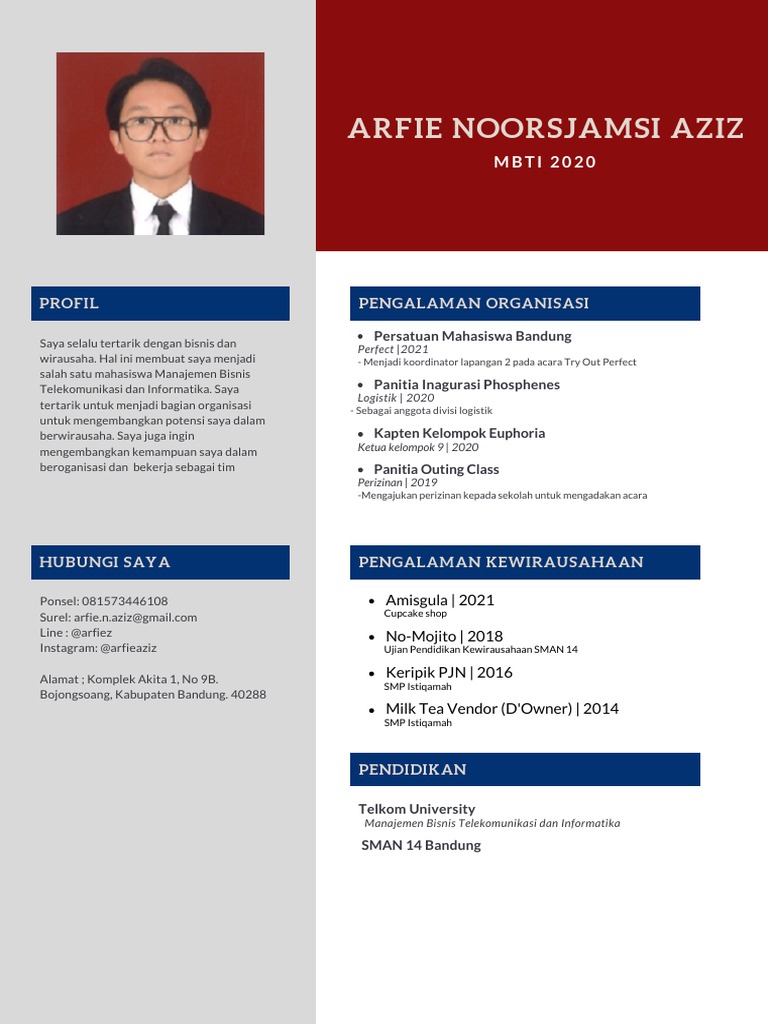 CV Arfie Noorsjamsi Aziz HIMAMBTI 2021 | PDF