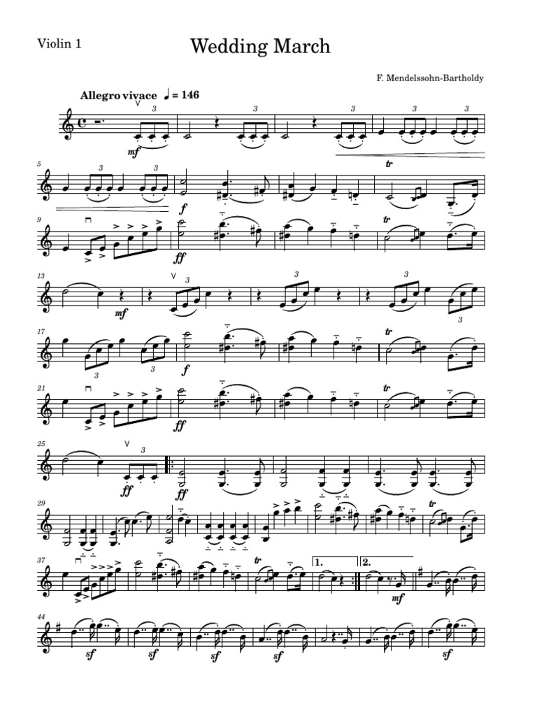 Wedding March Violin 1 | PDF | Musical Forms | Musical Compositions