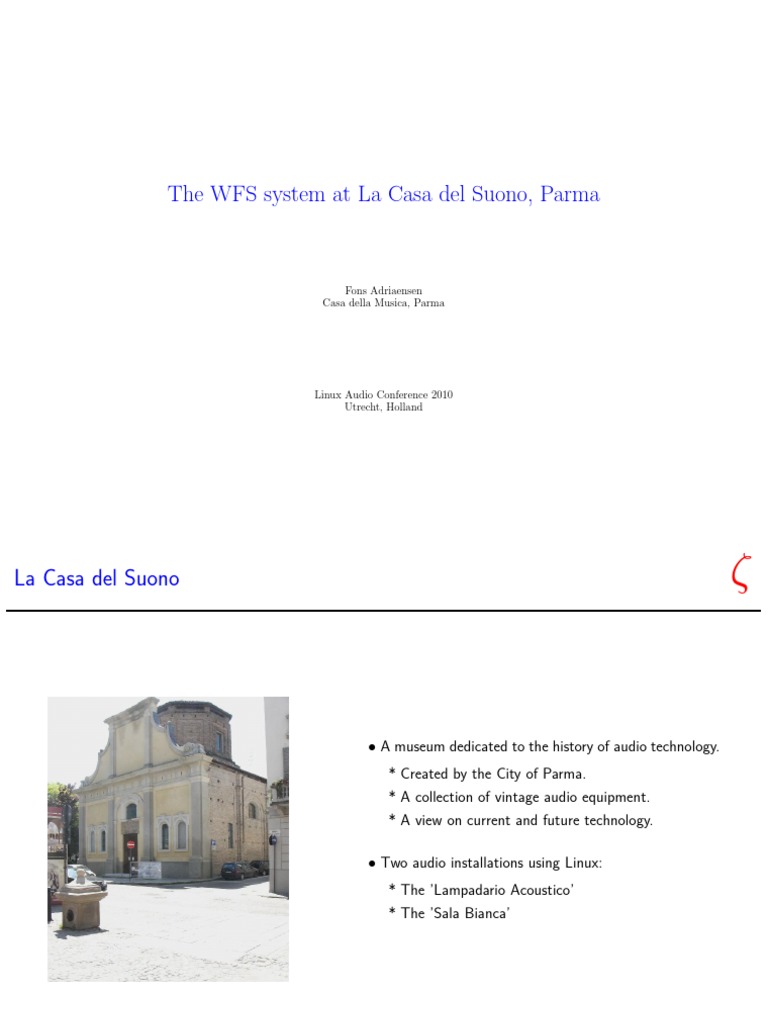 The WFS System at La Casa Del Suono, Parma | PDF | Digital Signal ...