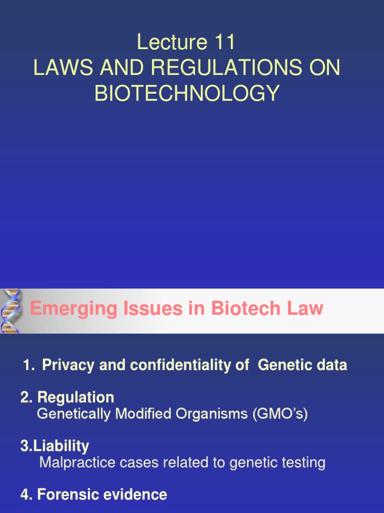 Laws and Regulations On Biotechnology | PDF | Biotechnology ...