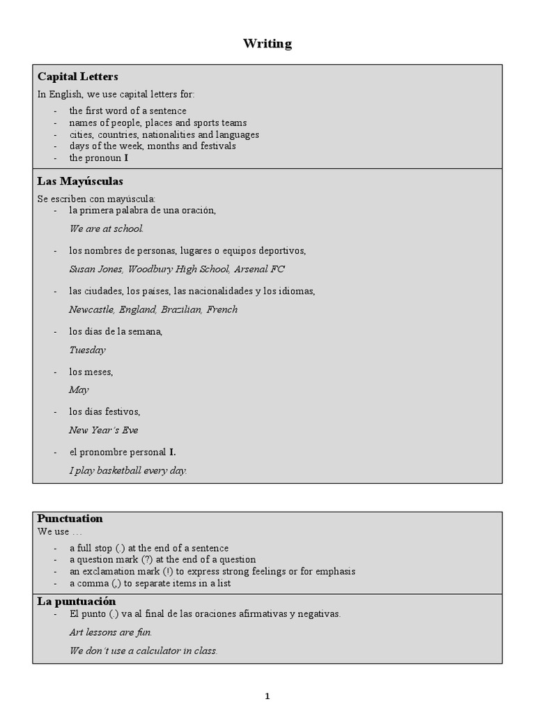 Writing: Capital Letters | PDF | Adverb | Verb