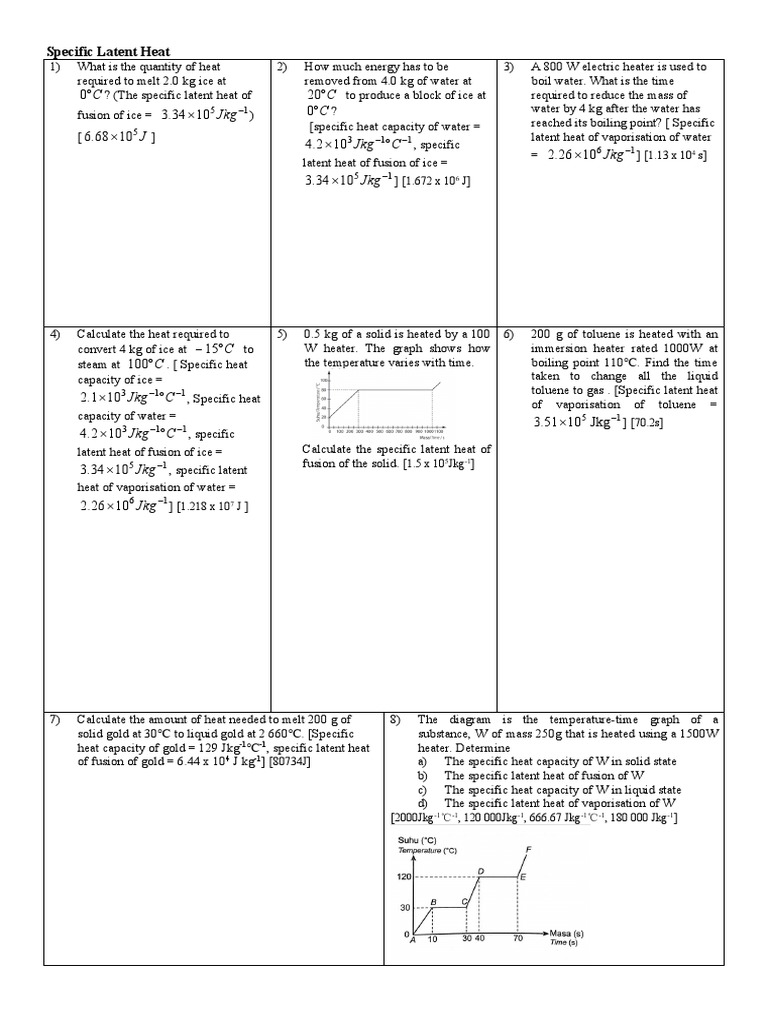 Exercise Specific Latent Heat | PDF | Heat | Latent Heat