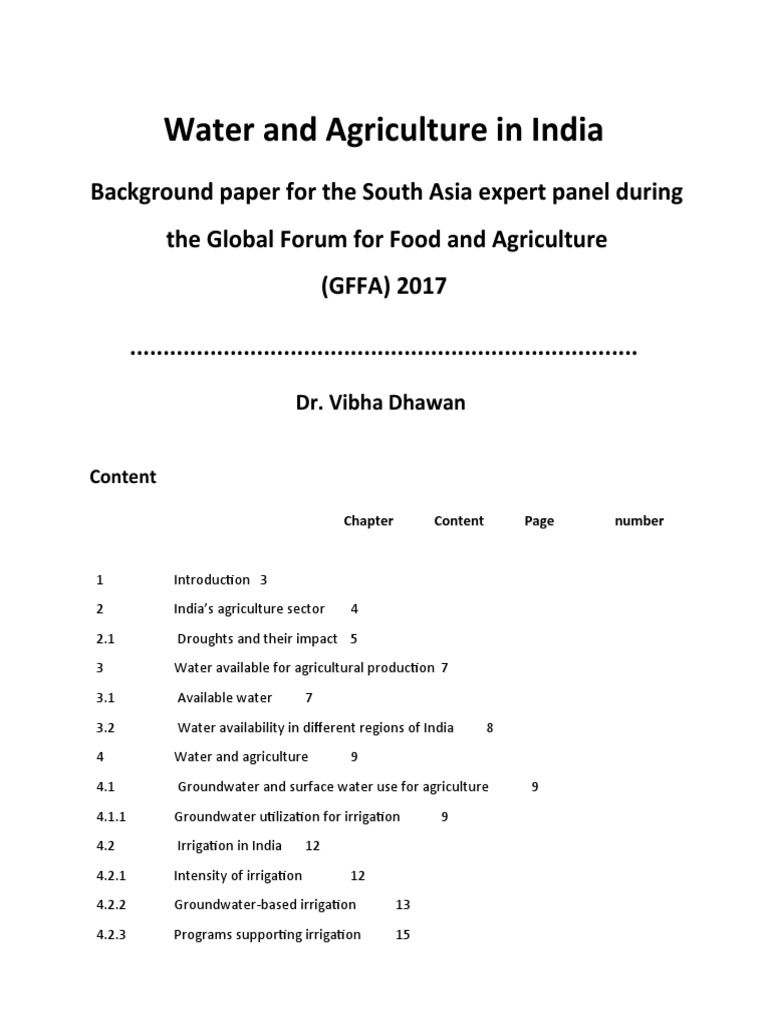 Water and Agriculture in India | PDF | Agriculture | Water Resources