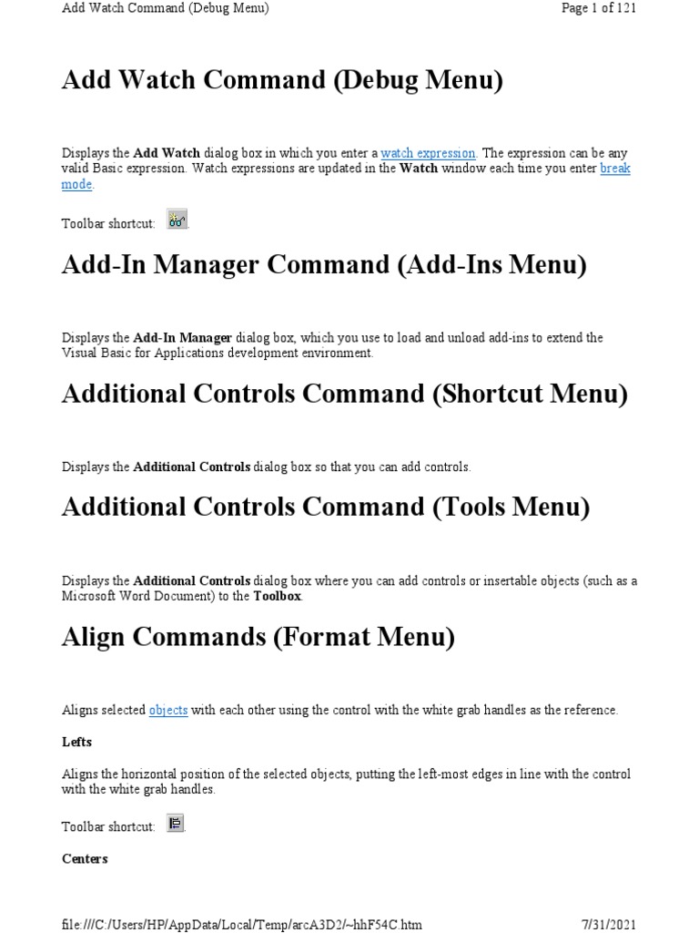 1-Visual Basic User Interface Help | PDF | Menu (Computing) | Keyboard ...