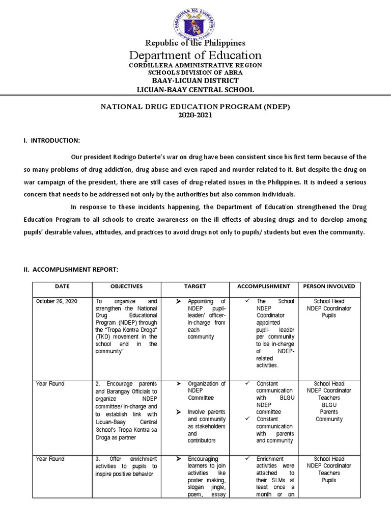 NDEP Coordinator Role and Activities | PDF | Human Nature