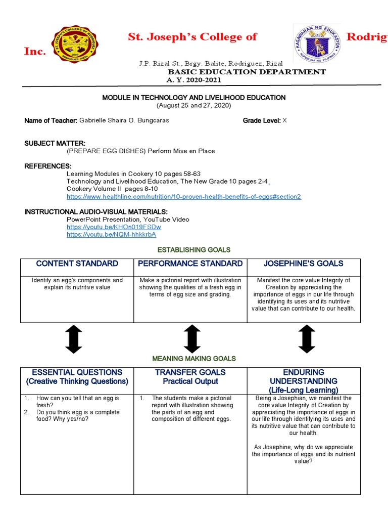 Tle-Final 1st Quarter Tle-Grade 10 Module Lesson 1 Aug. 25 and 27 | PDF ...