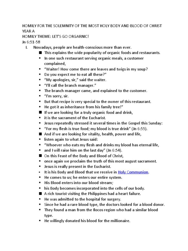 Body and Blood of Christ | PDF | Eucharist | Mass (Liturgy)