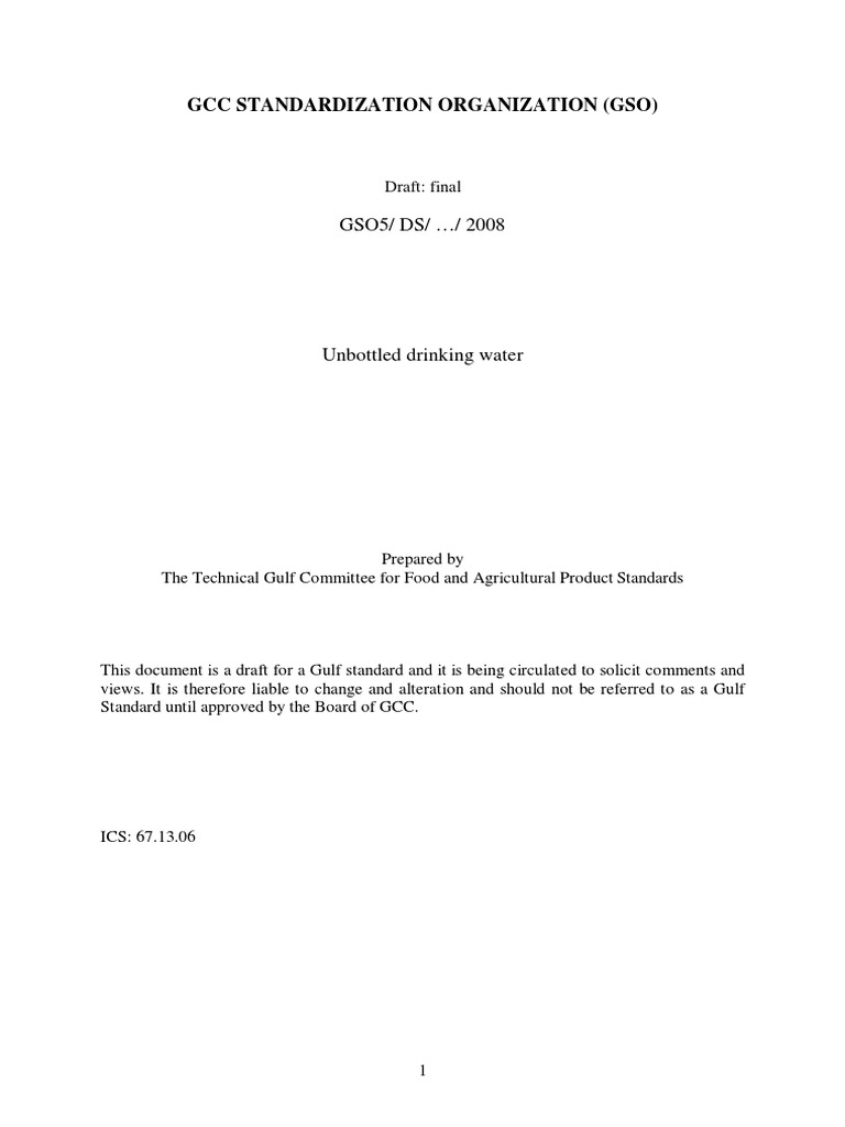 Gso 149 Unbottled Drinking Water | PDF | Water | Drinking Water