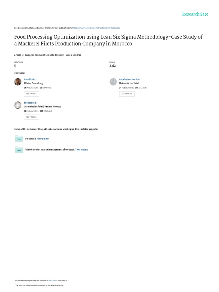 Food Processing Optimization Using Lean Six Sigma Methodology-Case ...