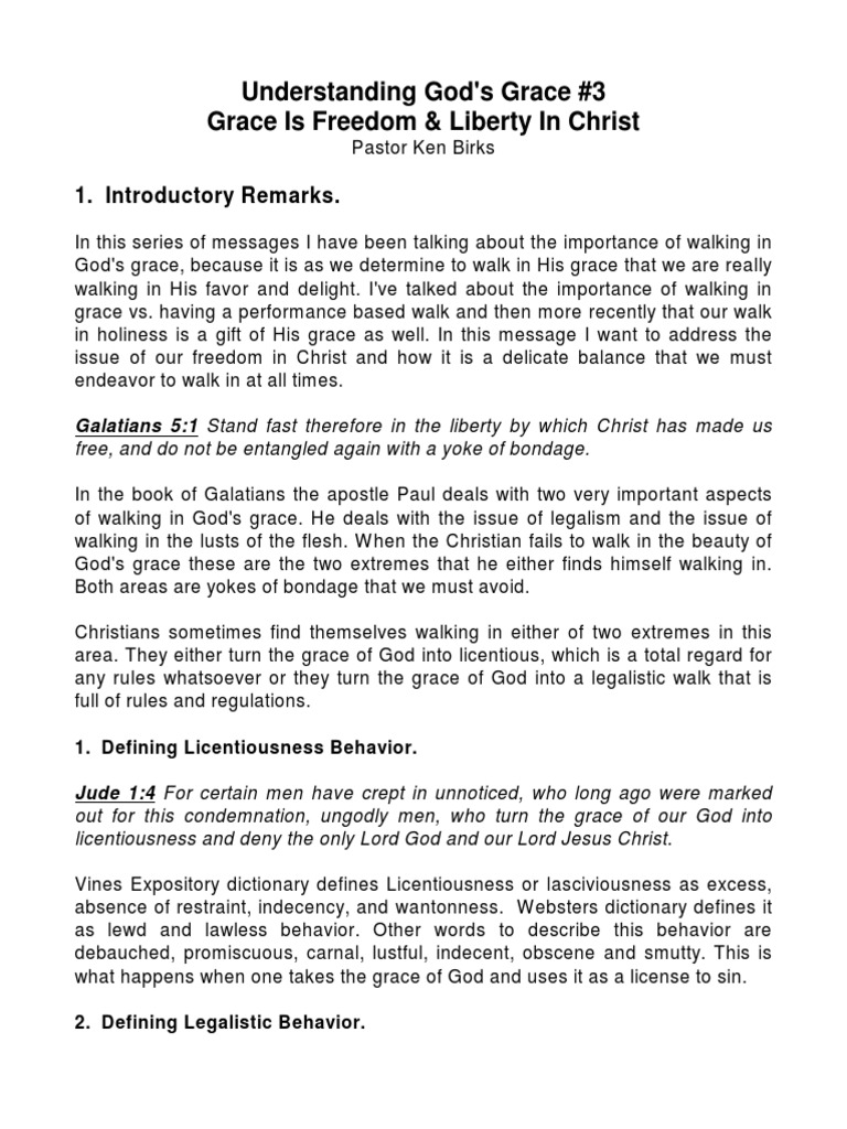 Understanding God's Grace #3 Grace Is Freedom & Liberty in Christ | PDF ...