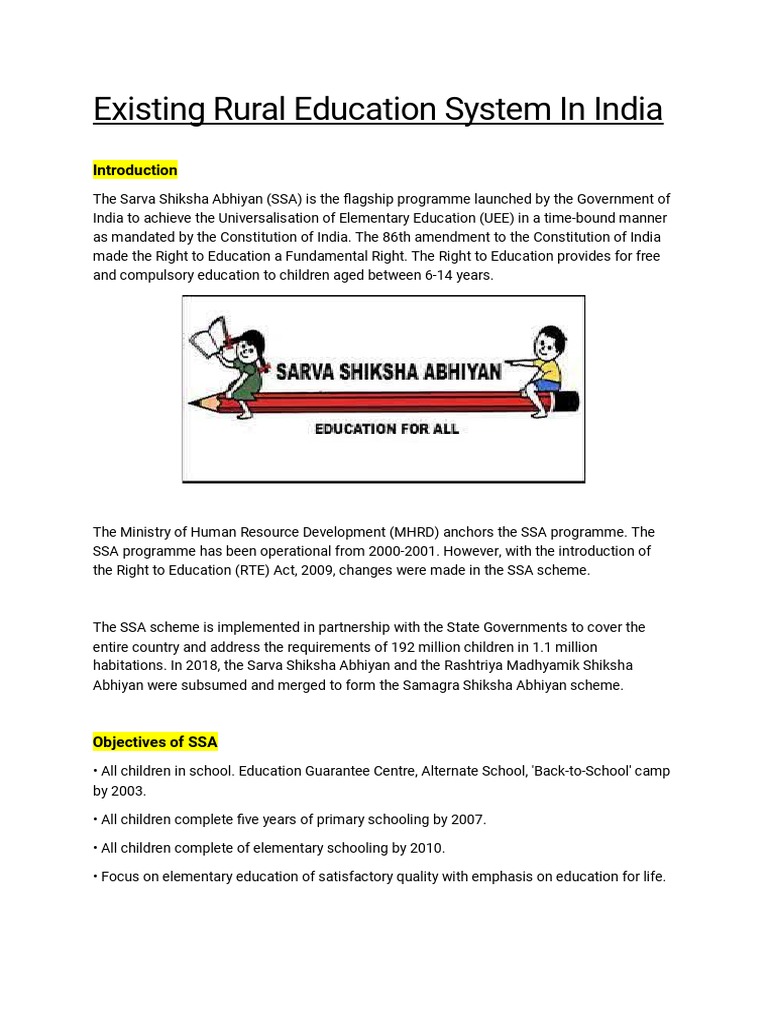 Existing Rural Education System in India | PDF