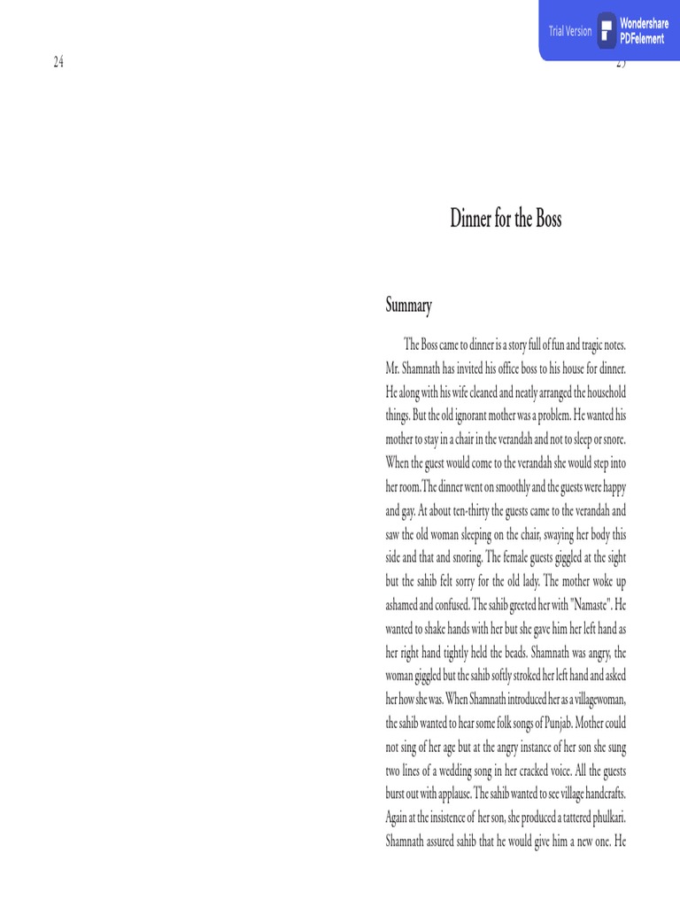 An Unexpected Guest: Managing Expectations for Dinner with the Boss | PDF