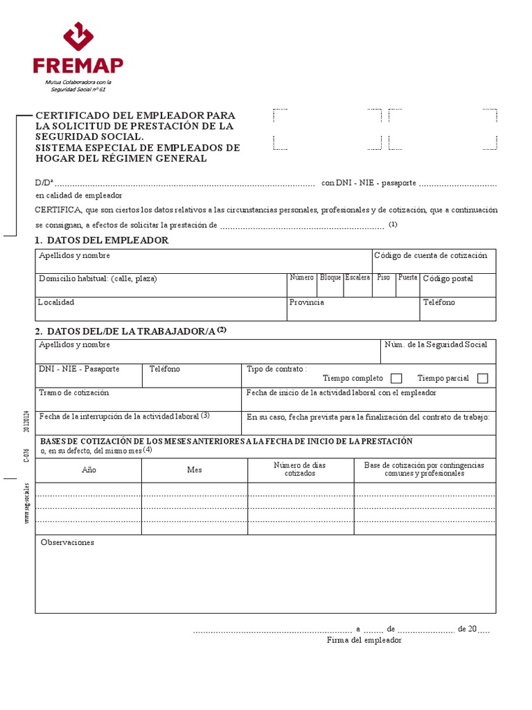 FREMAP - Certificado Empresa - EH | PDF | Amamantamiento | Ciencias de la Salud