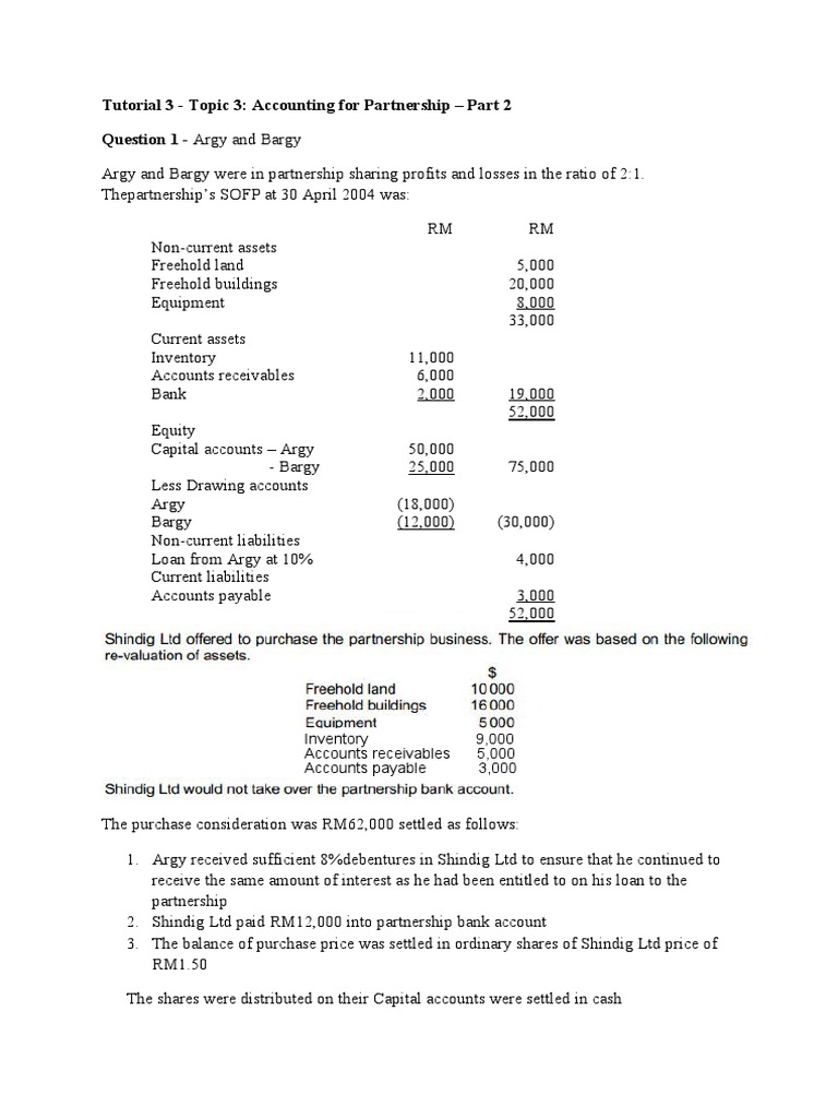 Tutorial 3 - Topic 3: Accounting For Partnership - Part 2 Question 1 ...