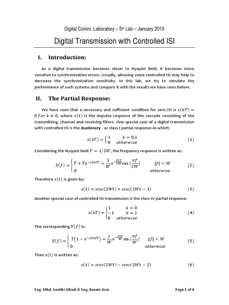 Controlled ISI in Digital Transmission | PDF | Filter (Signal ...