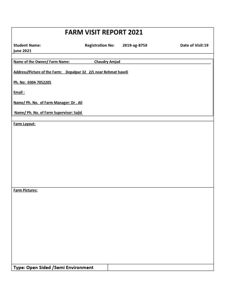 2019-Ag-8750 Poultry Farm Visit Report | PDF | Livestock | Agriculture
