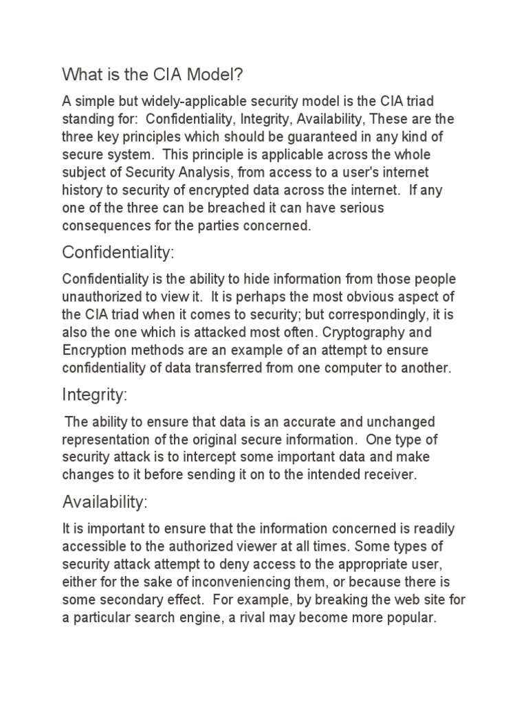 CIA Security Model | PDF