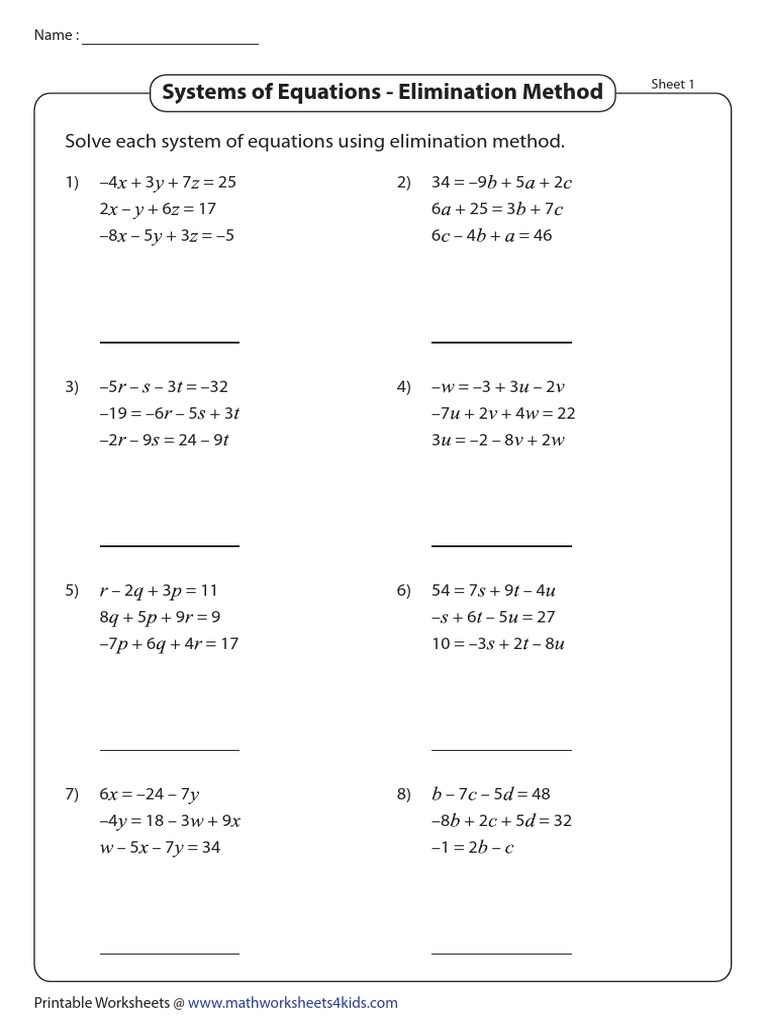 Solve Each System of Equations Using Elimination Method | PDF | Applied ...