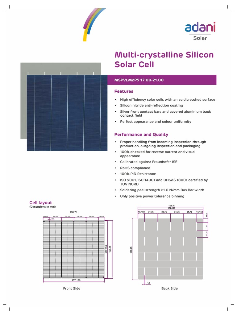 Multicrystalline Silicon Solar Cell 158mmx158m | Download Free PDF | Solar Cell | Electricity