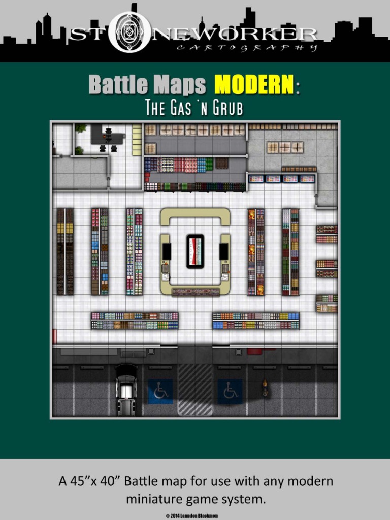 Battlemaps MODERN 12 Gas N Grub FC SQ 01 | PDF | Map