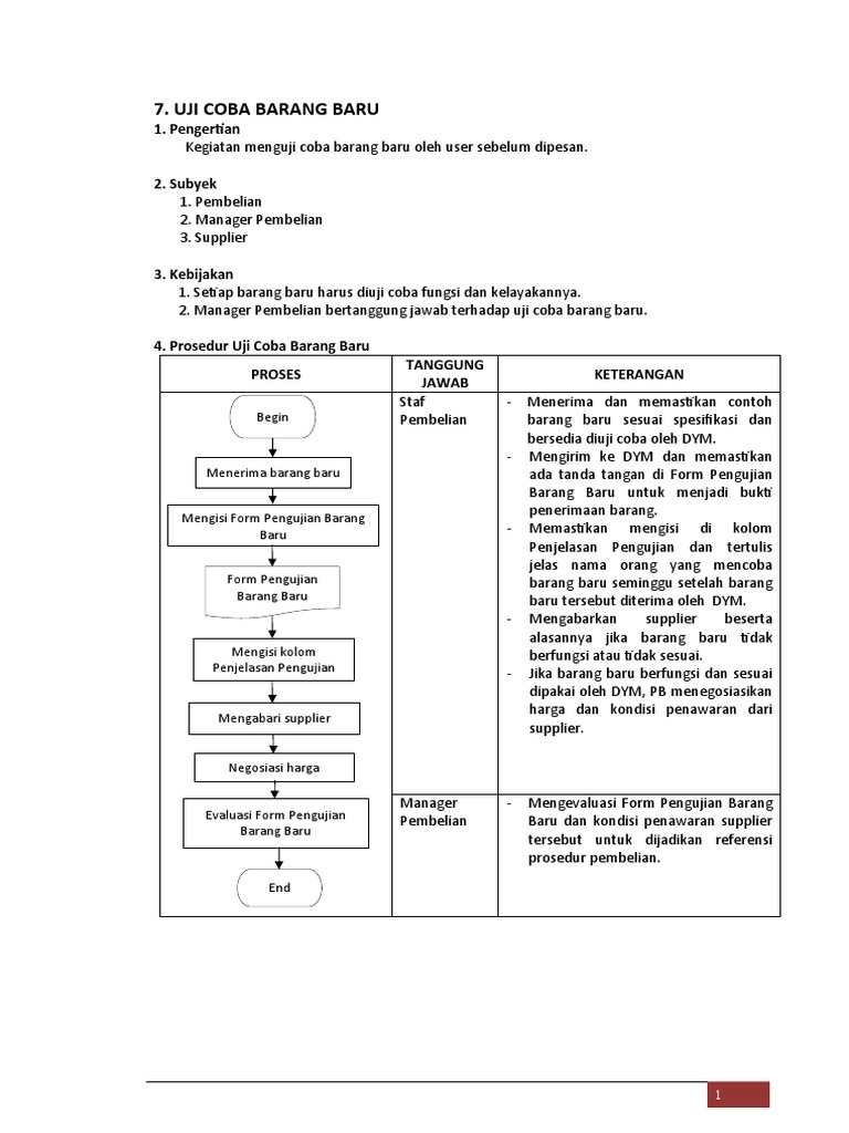 Flow Chart Uji Coba Barang Baru | PDF
