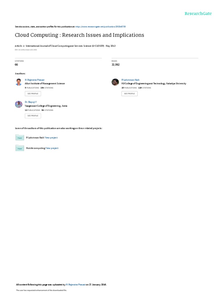 Cloud Computing: Research Issues and Implications | PDF | Cloud Computing | Computing