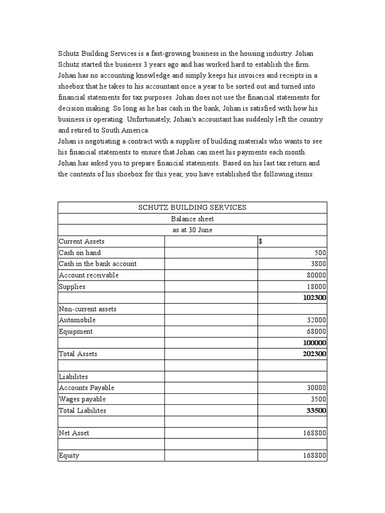 Financial Overview for Schutz Building Services | PDF | Expense | Economies