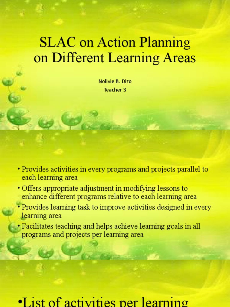 SLAC On Action Planning On Different Learning Areas | PDF | Goal ...