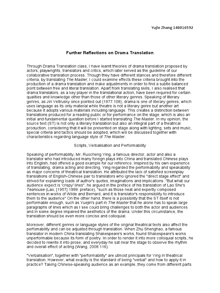 Reflections On Drama Translation | PDF | Translations | Theatre