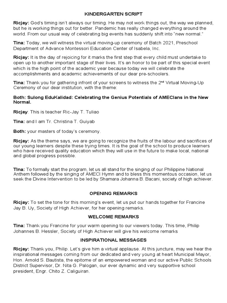 SCRIPT | PDF | Preschool