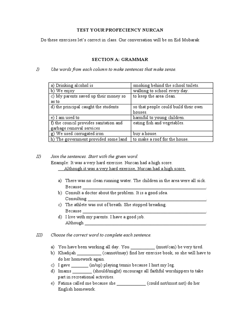 English Proficiency Test | PDF | Home & Garden | Science & Mathematics