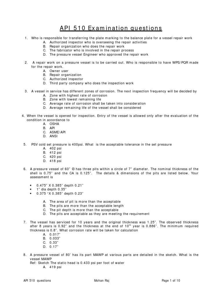 API 510 Questions June 02 2004 1 | PDF | Construction | Welding