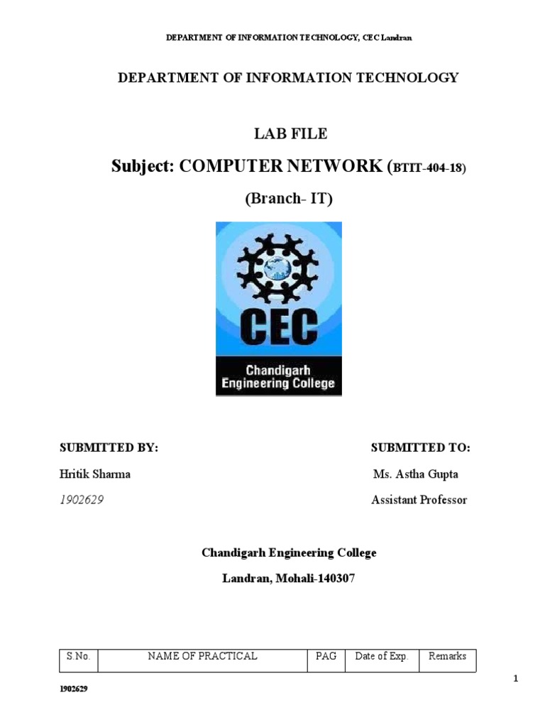 CN LAB 1902629 Hritik Sharma | PDF | Network Switch | Computer Network CN LAB 1902629 Hritik Sharma | PDF | Network Switch | Computer Network