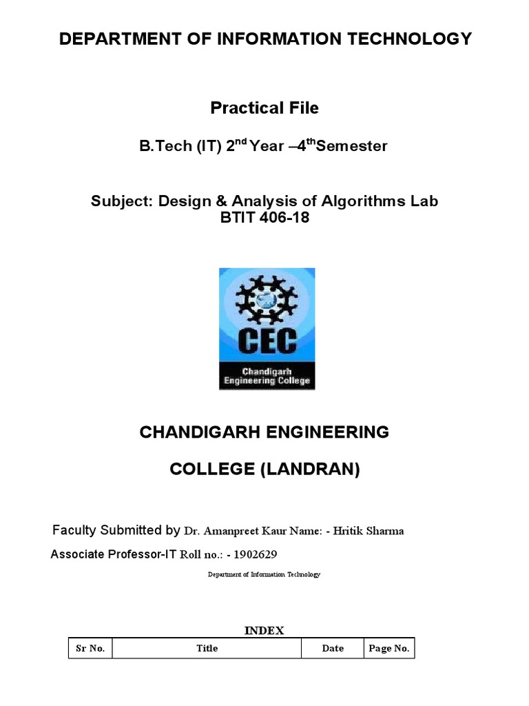 DAALAB - 1902629 - Hritik Sharma | PDF | Vertex (Graph Theory) | Computer Science