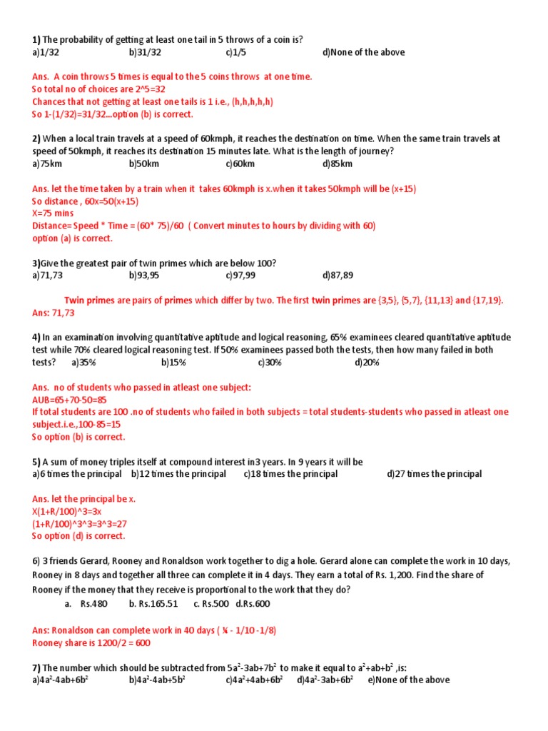 Analysis of Probability, Mathematics and Word Problems | PDF | Odds ...