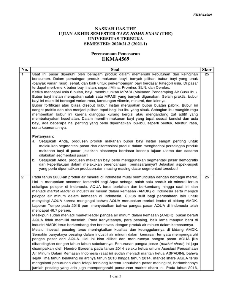 Naskah EKMA4569 The 1 | PDF