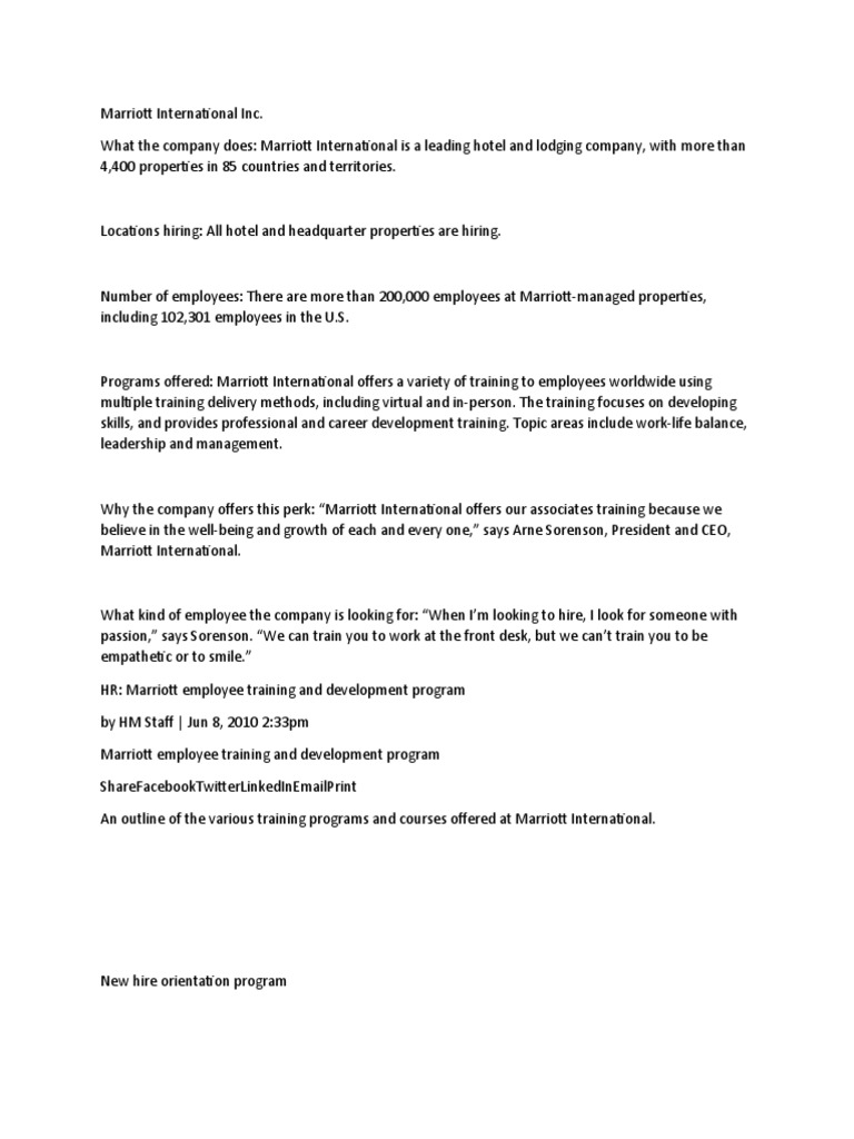 Marriott employee training programs focus on skills, careers | PDF ...