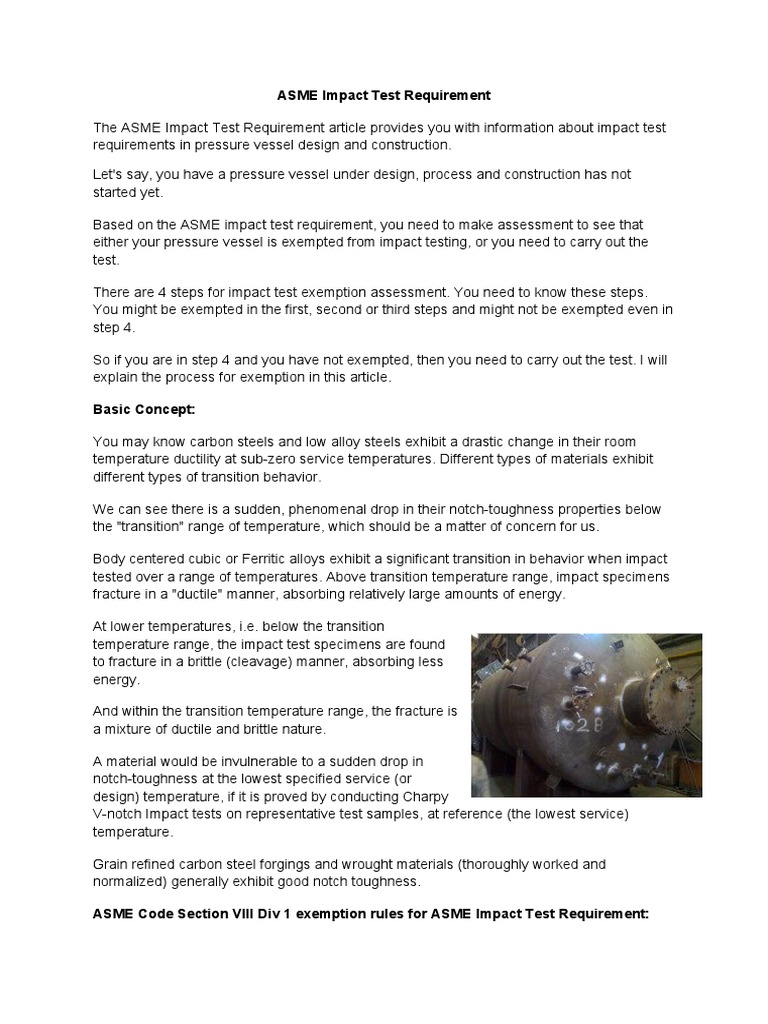 ASME Impact Test Requirement | PDF | Ductility | Fracture