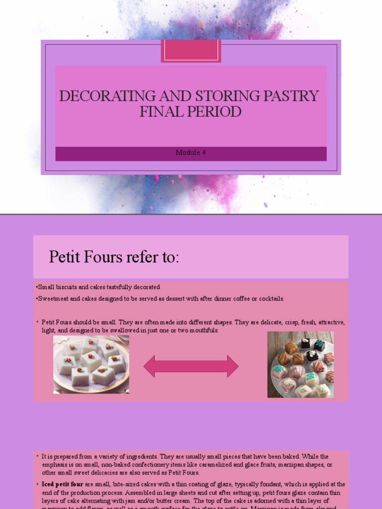 Decorating and Storing Pastry Final Period | PDF | Cakes | Desserts