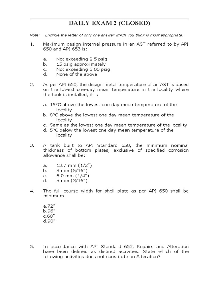 API 653 Exam 2 Closed | PDF | Welding | Construction