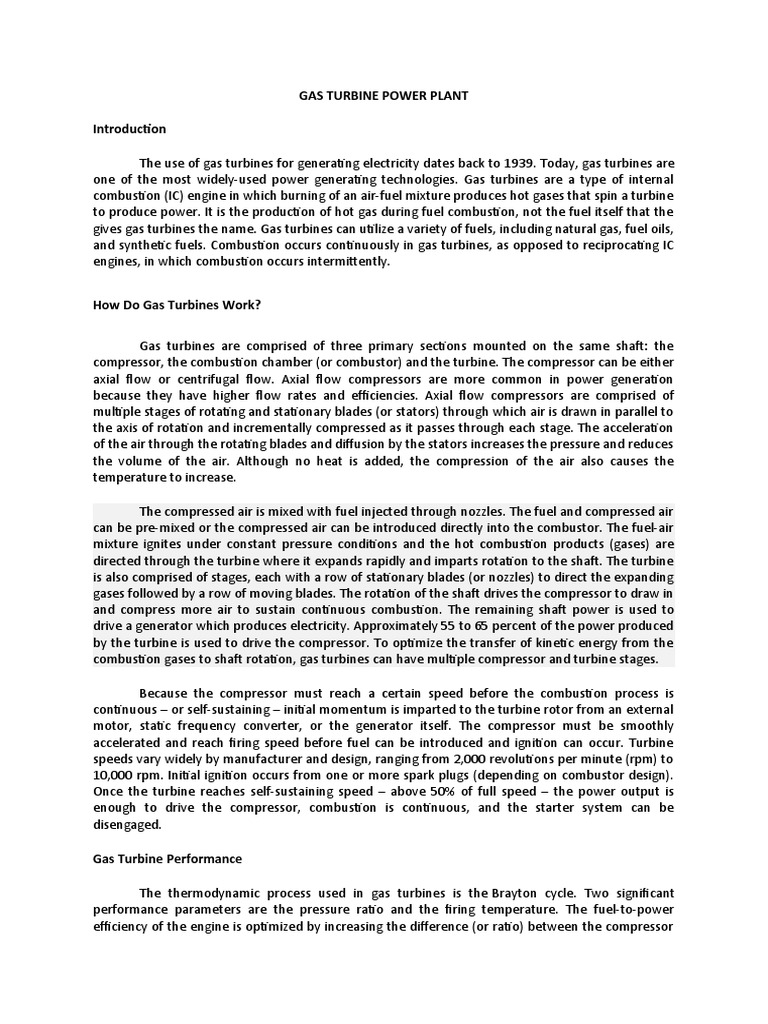 GALGALLA - Working Assignment 3 - Gas Turbine | PDF | Gas Turbine | Steam