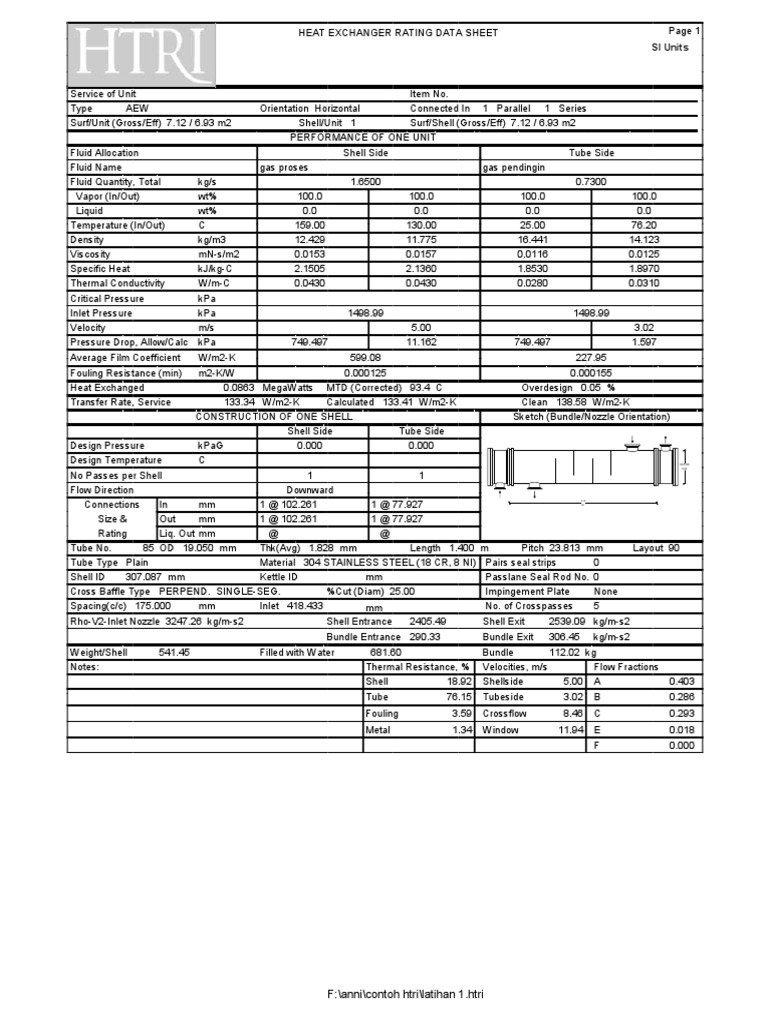F:/anni/contoh Htri/latihan 1.htri | PDF | Pressure | Heat Exchanger