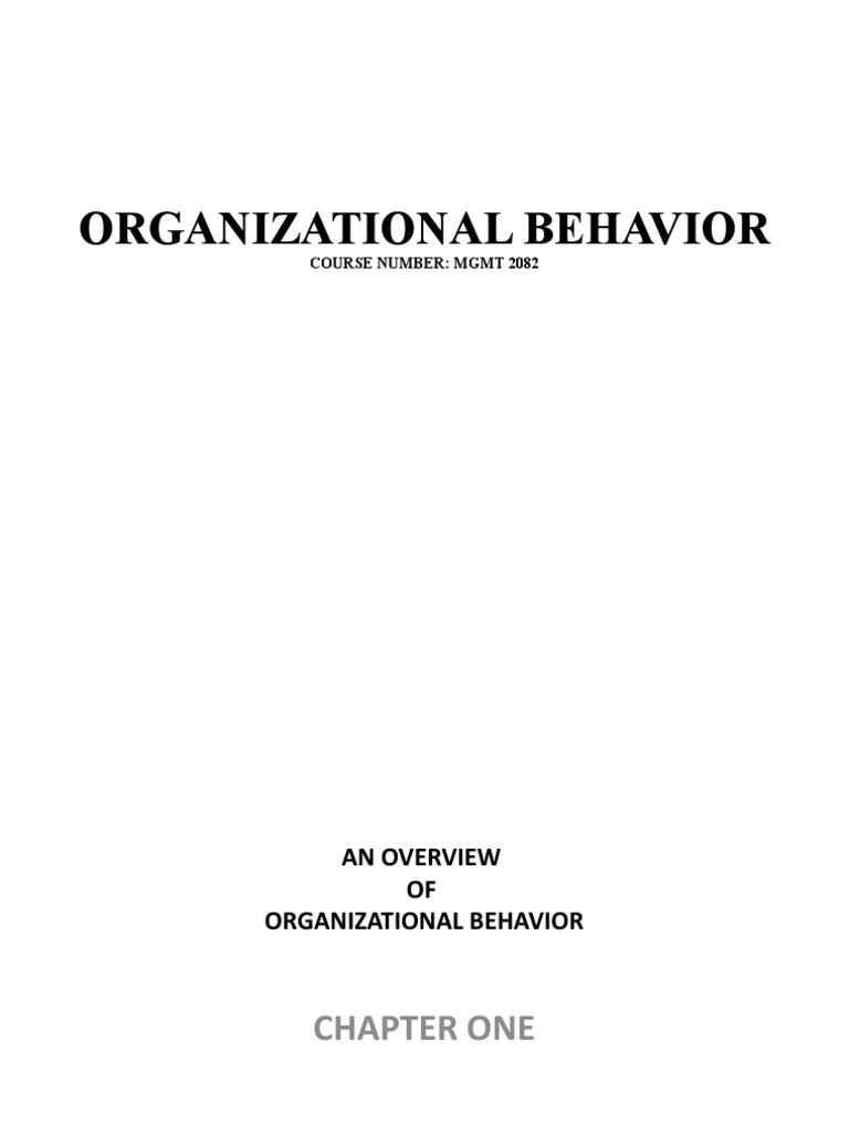 Organizational Behavior: Course Number: MGMT 2082 | PDF ...