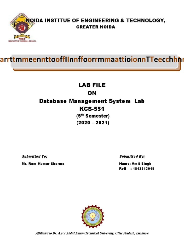 DBMS FILE Amit Singh | PDF | Relational Database | Sql