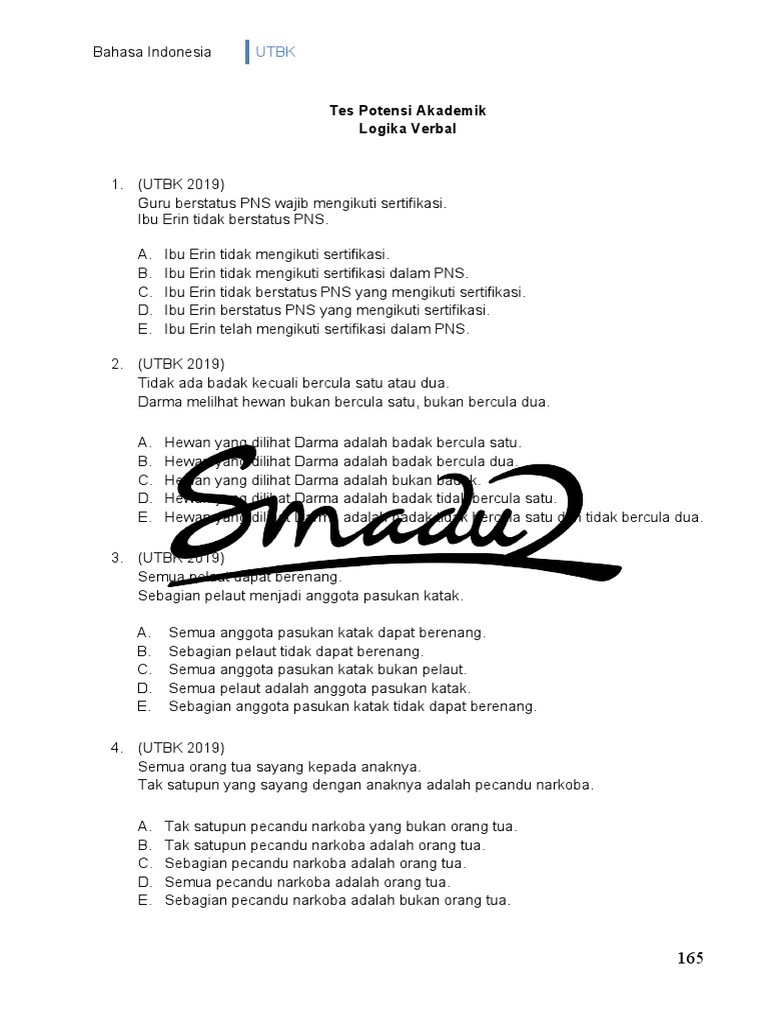 Tes Potensi Akademik (Logika Verbal) | PDF