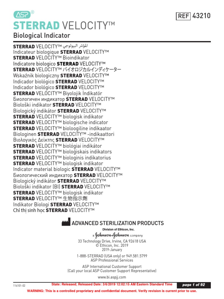 ASP Sterrad Velocity Bi | PDF | Sterilization (Microbiology) | Materials