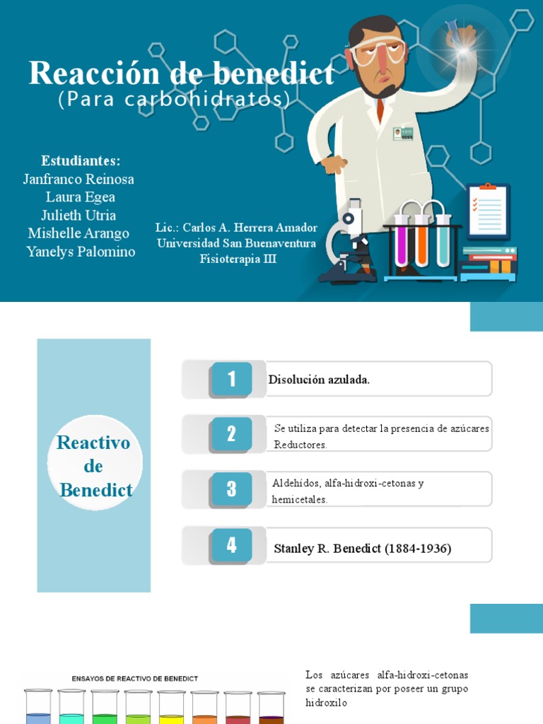 Presentación de La Reacción de Benedict | PDF | Carbohidratos | Glucosa