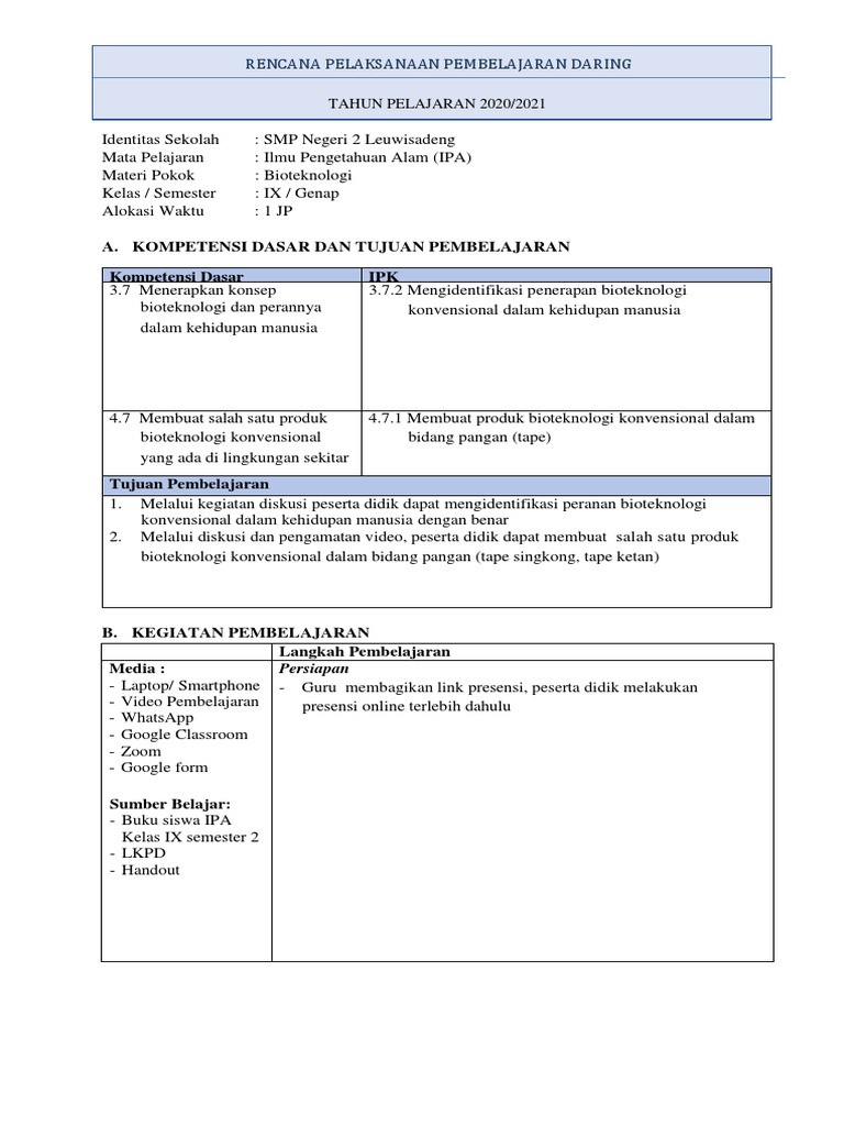 Contoh RPP Berdiferensiasi Ipa | PDF