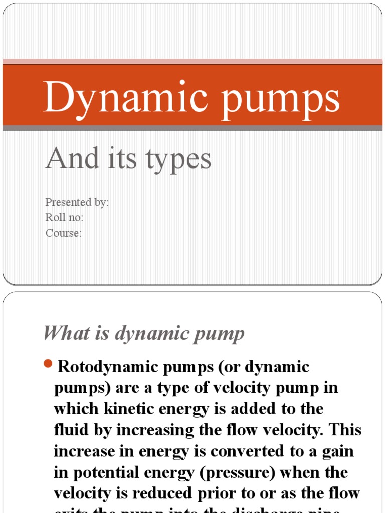 Dynamic Pumps: and Its Types | PDF | Pump | Gases
